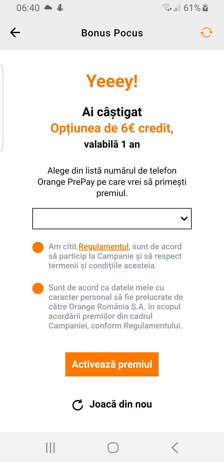 Re: Activare premiu Bonus Pocus - Comunitatea Orange