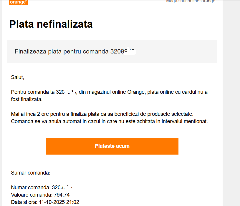 Probleme plasare comanda abonament - Comunitatea Orange